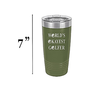 Rogue River Tactical Funny Okayest Golfer 20 Oz. Travel Tumbler Mug Cup w/Lid Vacuum Insulated Hot or Cold Gift For Golfer Dad Grandpa Ball (Green)