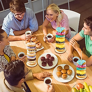 YGAOHF 5 PCS Reusable Wooden Donut Stands for Dessert Table - Detachable Doughnut Holder Bagels Display Stand Holder for Wedding Birthday Christmas Party Supplies