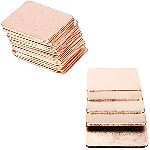 Easycargo 40pcs 6 Sizes 20mm Copper Pad Shim Thermal Assortment Kit, Pure Copper Heatsink C1100, Low Profile Thermal Plate Cooler for Cooling CPU GPU VGA RAM VRM VRAM PS5 SSD NVMe M.2 2280 2242 2230