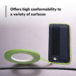 Scotch Performance Masking Tape 233+, 26344, Flexible, Moisture Resistant, Green Color, 6 mm x 55 mm, Automotive Masking Tape