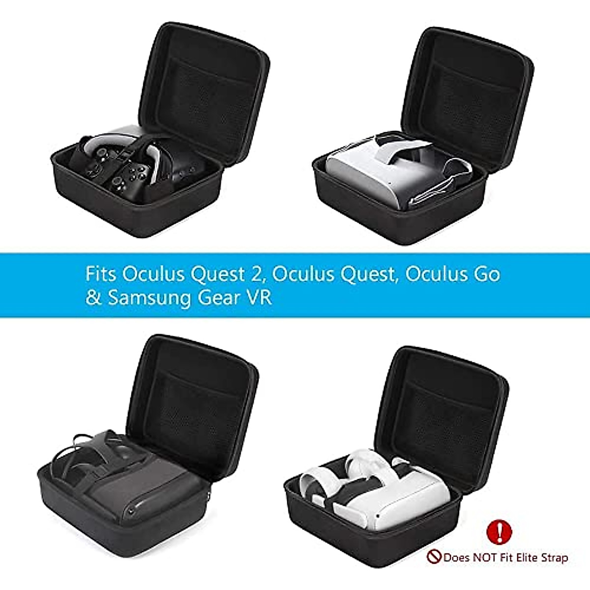 Hard Case for Meta Quest 2 JSVER Carrying Case for Quest/Quest 2/ Oculus Go/Samsung Gear Virtual Reality and Headset Gamepad Game Controller Kit, Home Storage, Travel Case for Meta/Oculus Quest 2
