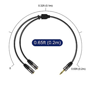 J&D Headphone Splitter 3.5 mm Audio Stereo Y Splitter Cable, 1/8 inch TRS Male to Dual 1/8 inch TRS Female Headphone Jack Adapter Aux Extension Cable for Phone/PS4/Switch/Tablet, 0.65 ft