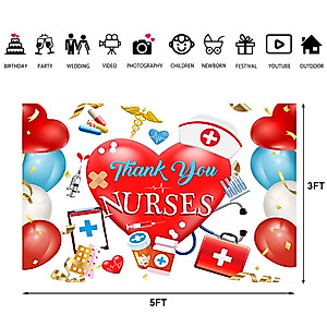 Lofaris Thank You Nurse Photography Backdrop Happy National Nurses Day Background Nurses Week Indoor Outdoor Party Home Office Wall Background Decoration