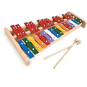 Professional Wooden Soprano Full Size Colorful Glockenspiel Xylophone with 27 Metal Keys for Adults & Kids