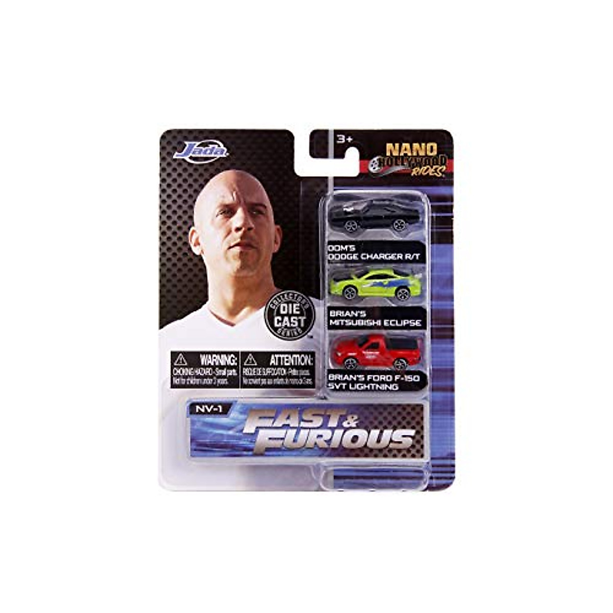 Fast & Furious 1.65" Nano 3-Pack Die-cast Cars, Toys for Kids and Adults