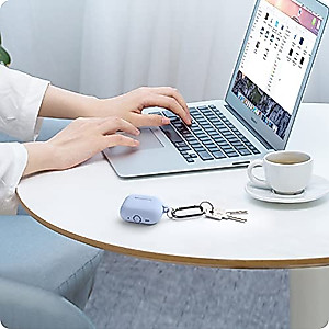SNBLK Case, Silicone Protective Cover Skin with Keychain Compatible with Apple AirPods Pro 2nd/1st Generation(2022 /2019) Case, Front LED Visible, Sky Blue