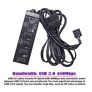 cablecc USB 2.0 9pin 10pin Header 1 to 4 Female Splitter Extension Cable HUB with IDE 5V Power Connector Adapter Port Multilier
