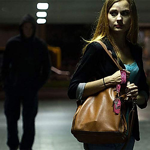 Personal Saver Compact Pepper Spray Keychain with LED Light - Maximum Police Strength OC Spray 12 ft Range with Safety Flip - Women w/Purse-Belt Clip