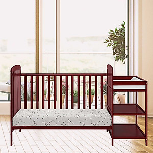 Pvillez Crib, Baby Cribs 4 in 1 Convertible, Natural Wood Baby Crib, Baby Bed, Cribs for Babies, Greenguard Gold Certified