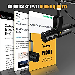 MAONO Dynamic Microphone, USB/XLR Podcast PC Microphone with Software, EQ,Tap-to-Mute, Headphone Jack, Gain Knob & Volume Control, Studio Mic for Broadcast, Recording, Streaming & Gaming (PD400X)
