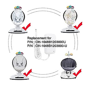 Power Cord Replacement for 4moms Mamaroo RockaRoo Baby Swing, 12V AC Adapter Charger, 6.6 ft Cable