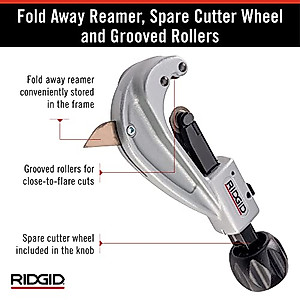 RIDGID 31632 Model 151 Quick-Acting Tubing Cutter with 1/4"-1-5/8" Cutting Capacity, Silver Black