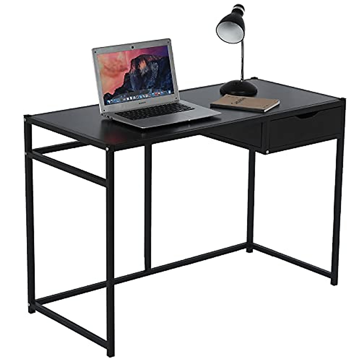 AZXY Computer Desk with Storage Drawer, 42” Home Office Desk Metal Frame, Drawing Table Writing Study Workstation for Men Women, Made of Excellent Environmentally Friendly Plates (Black)