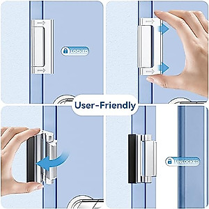 Lvyesea 3Pcs Door Reinforcement Lock, Door Locks for Kids Safety, Door Safety Locks from Inside, Withstand 800lbs Force - Enhance Home Security, Door Lock Security, Aluminum Construction (Silver)