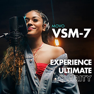 Movo VSM-7 Large Diaphragm, Multi-Pattern Studio Condenser Microphone with Shock Mount, Pop Filter, and XLR Cable - Studio Microphone for Music, Vocals, Podcasting, Gaming, Streaming and More