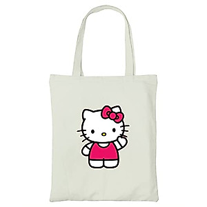 Cute Canvas Tote Bag - Cat Gifts for Women - Cat Gifts for Cat Lovers - Cat Mom Gifts - Birthday Bags for Cat Lover Gifts - Reusable Cat Tote Bag - Large Book Tote Bag (Hello Catty)
