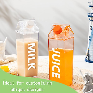 Foaincore 30 Pieces 17oz Milk Carton Water Bottles,clear Plastic Square Water Containers in Bulk, Leak Proof Portable and Reusable, for Outdoor Climbing Camping Fitness Gym Travel Sports, 7 Colors