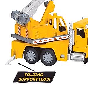 DRIVEN by Battat – Micro Crane Truck – Toy Crane Truck with Lights, Sounds and Movable Parts for Kids Age 3+ , Yellow