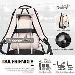 LOVEVOOK Laptop Backpack for Women 17.3 inch,Cute Womens Travel Backpack Purse,Professional Laptop Computer Bag,Waterproof Work Business College Teacher Bags Carry on Backpack with USB Port,Nude