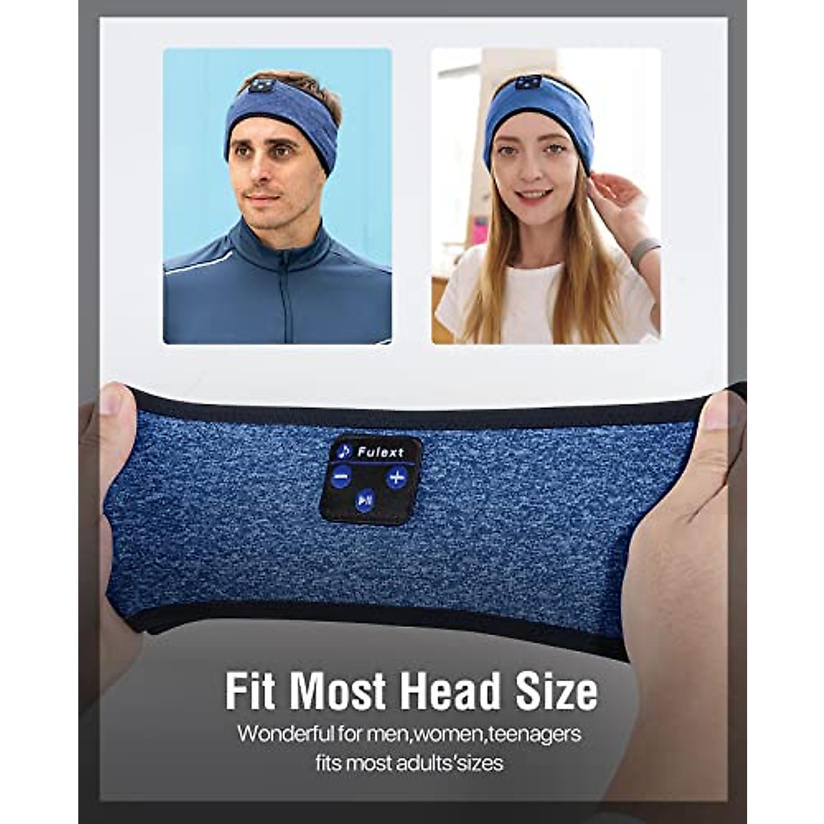 Fulext Sleep Headphones,Headband Headphones 10Hrs Bluetooth Headband with Cozy Earbuds Comfortable Sleeping Headphones for Side Sleepers, Sleep & Lounge Gift Idea for Women Men