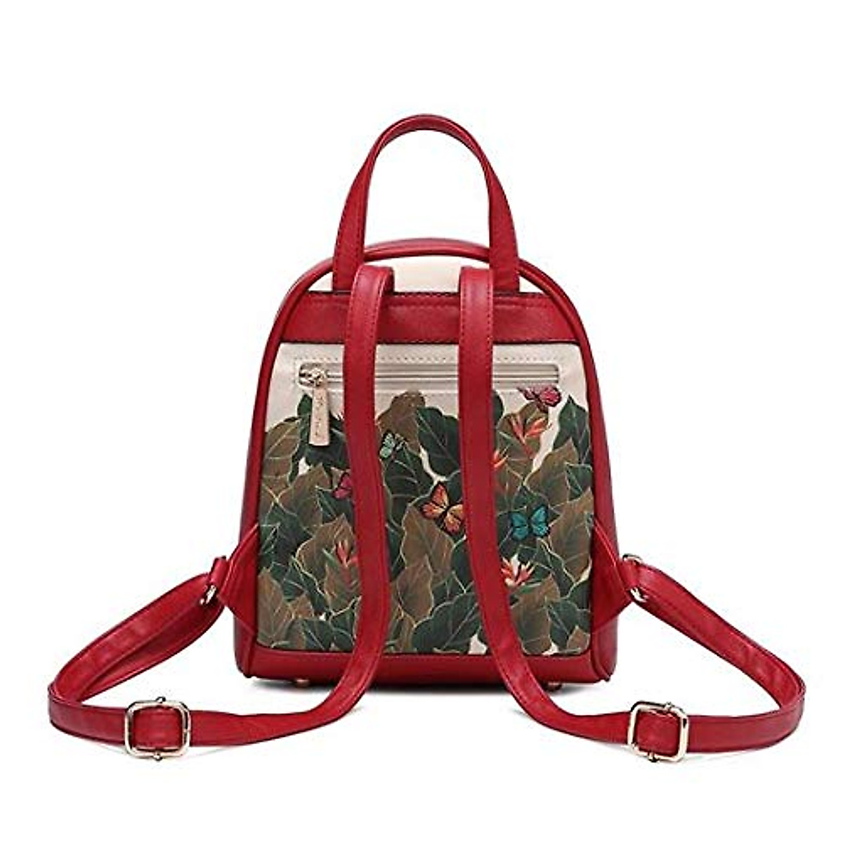 Frida Kahlo Cartoon Licensed Cute Backpack and Wallet Set (Red)