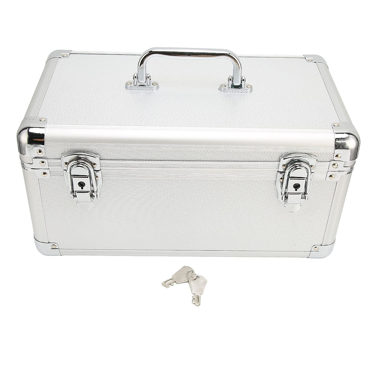 3.5in Hard Drive Box, Hard Drive Storage Box with 10 Bays, HDD Storage Box Suitcase for 3.5inch Hard Drives, Double (Silver)