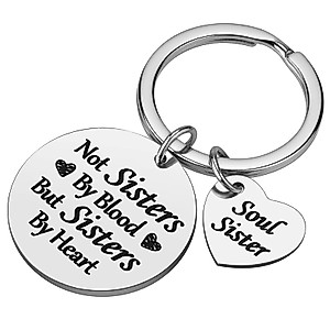 iWenSheng Friendship Gifts for Women Sister - Not Sister By Blood But Sisters By Heart Keychain, Birthday Gifts for Best Friend BFF Jewelry