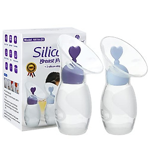 Amplim Manual Breast Pump with Two Stoppers - 2 Pack, FSA/HSA Eligible, 4oz/100ml, Portable, Comfortable, and Easy to Use - BPA-Free and Food Grade Silicone - Ideal for Breastfeeding Moms On The Go