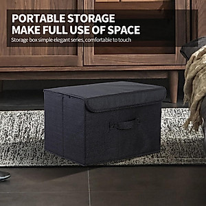 9 Pack Decorative Storage Bins Containers & Fabric Bins with Lids Storage Baskets for Shelves Drawers, Desktop, Closet, Playroom, Classroom, Office, Bedroom, Home, Garage (black, 14.9x10x10)