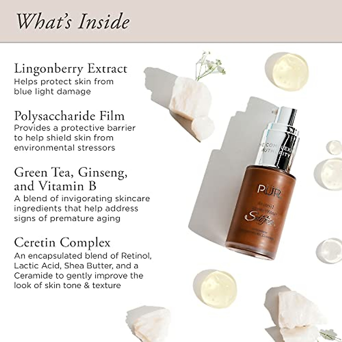 PÜR 4-in-1 Love Your Selfie Longwear Foundation & Concealer, Full Coverage Liquid Foundation, Hydrating Formula, Cruelty Free