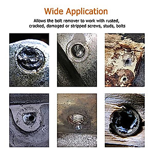 YUENTOEN Stripped Screw Extractor - 5pcs HSS Easy Out Broken Bolt Extractor Kit with Extension Screw Holder, Damaged Bolt Water Pipe Remover Set Power Drill Bit Tool for Screw or Bolt 1/8 to 3/4 inch