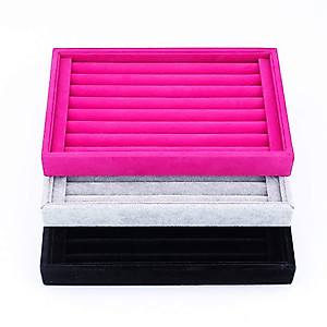 Lders For Jewelry,Jewellery Black Felt Foam,Ring Holders Strips,Black Velvet Jewelry Tray,Boite A Bague Ring Jewellery Display Storage Box Tray Case Organiser For Tie Clip Earrings