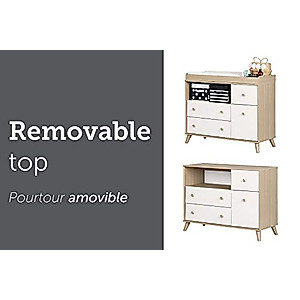 South Shore Yodi Changing Table with Drawers, Soft Elm and White