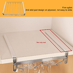 Tnfeeon Wine Glass Rack Under Cabinet Stemware Wine Glass Holder Glasses Storage Hanger Metal 304 Stainless Steel Hanger Storage Shelf for RV Mini Bar Kitchen Storage