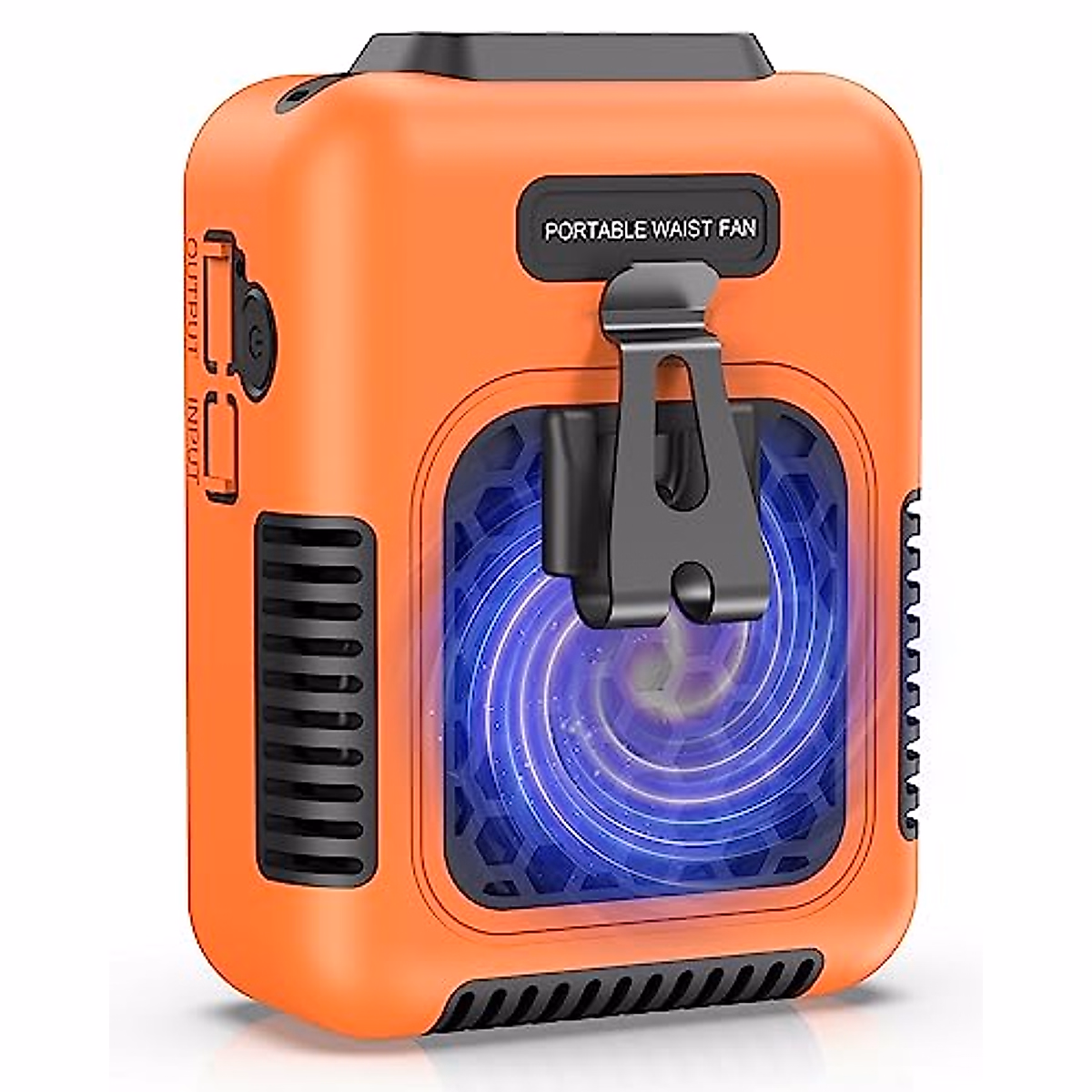 Cooling Waist Fan w/Steel Clip and Silicone Sleeve, Under Shirt Fan Clip On with Lanyard, 24H Personal Fan, 3 Speeds Cooling Belt Fan, 6000mah Rechargeable Body Fan for Outdoor, Travel