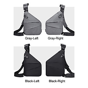 DAZZLESUN Waterproof Sling Bag Crossbody Bag Chest Small Travel Bag for Men Pocket Shoulder Bag Backpack Daypack for Outdoor Walking Hiking Biking Running Gray Right