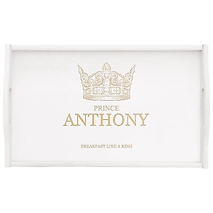 Maverton Breakfast Tray Table for Man - Personalized Bed Tray for Birthday - Laptop Table with Foldable Legs - Customized Serving Tray with Handles- for him - Wooden Tray for dad - Prince