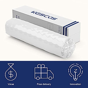 Kescas 10 Inch Memory Foam Hybrid Twin Mattress - Heavier Coils for Durable Support - Pocket Innersprings for Motion Isolation - Pressure Relieving - Medium Firm - Made in North America