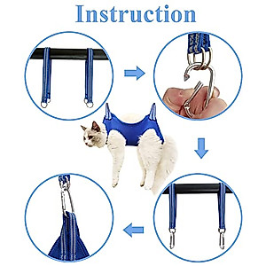 Kkiimatt 10 in 1 Pet Grooming Hammock Harness with Nail Clippers/Trimmer, Grooming Sling for Small Animals Nail Trimming/Clipping For Cat&Dog (XXS/Under 10lb Blue)