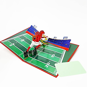 POP CARD EXPRESS American Football Birthday Card, 5.91 in x 7.87 in, Blank Envelope and Clear Plastic Bag Included