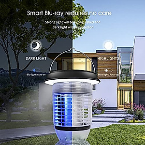 AiMoxa Self-Cleaning Solar Bug Zapper Outdoor, Automatic On/Off Mosquito Zapper, Rechargeable Solar Lantern, Waterproof Insect Fly Traps, Electric Fly Zapper for Outdoor and Indoor