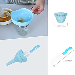 Delove 6-Piece Kitchen Funnel with Screw Spouts -Multi-Purpose Plastic Canning Funnels for Kitchen Use Filling Bottles Mason Jars- Wide Mouth Funnel Set with Strainer -Food Grade and BPA Free