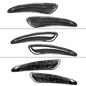 JSWAN Real Carbon Fiber Car Hood Vent Air Flow Intake Body Kits Decoration Panel Cover For GR Supra A90 2019-2023 Air Flow Intake Hood Scoop Bonnet Vent Cover (Bright Black with hole)