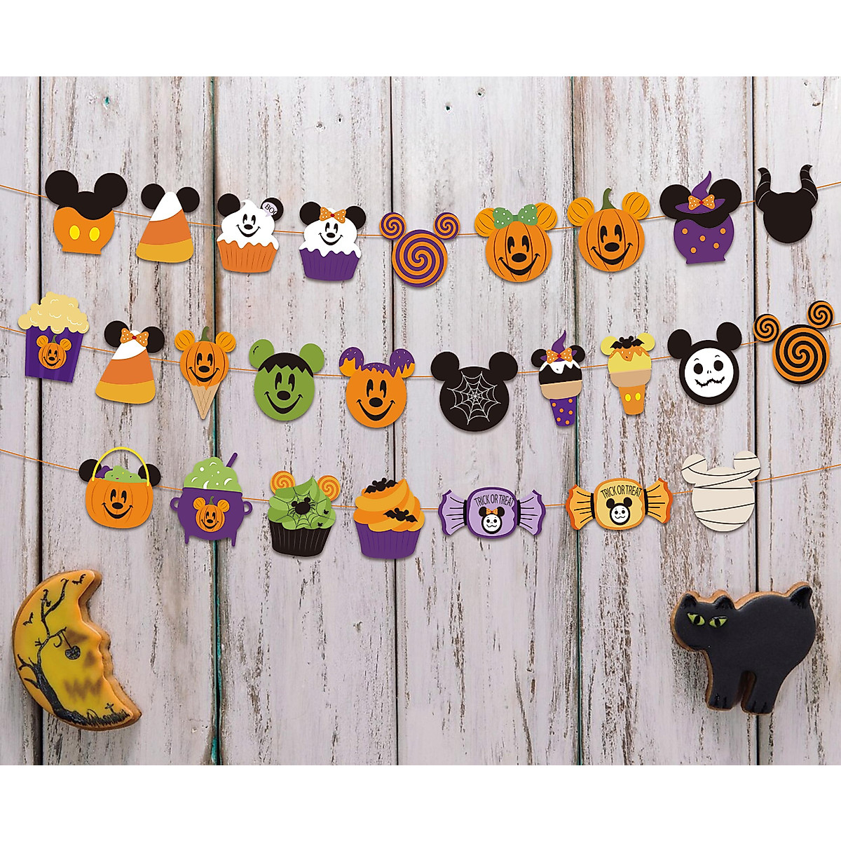 Mickeey Mouse Halloween Decorations Banner Pumpkin Style Halloween Banner Trick or Treat Halloween Garland Candy Banner for Halloween Party Decorations