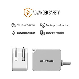 Galvanox Rapid Charger for All Google Pixel Models | Wall Plug Travel Adapter with Folding Prongs | Built in USB-C Cable for Pixel 2,3,3a,4,4XL,4a, 5G,5/5a/6/6a/7/7 Pro (PD 18W Output)