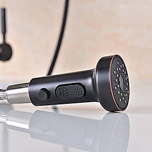 GICASA Solid Brass Commercial Style Faucet Single Handle Pause Function Pull Out Sprayer Kitchen Faucet, Oil Rubbed Bronze Pull Down Kitchen Sink Faucets