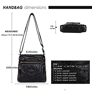 Angel Kiss Crossbody Purse for Women Multi Pockets Bags Retro Vegan Designer Leather Women's Shoulder Handbags (Black)