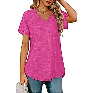 T Shirts for Women Loose Fit Tunic Tops to Wear with Leggings Hot Pink L