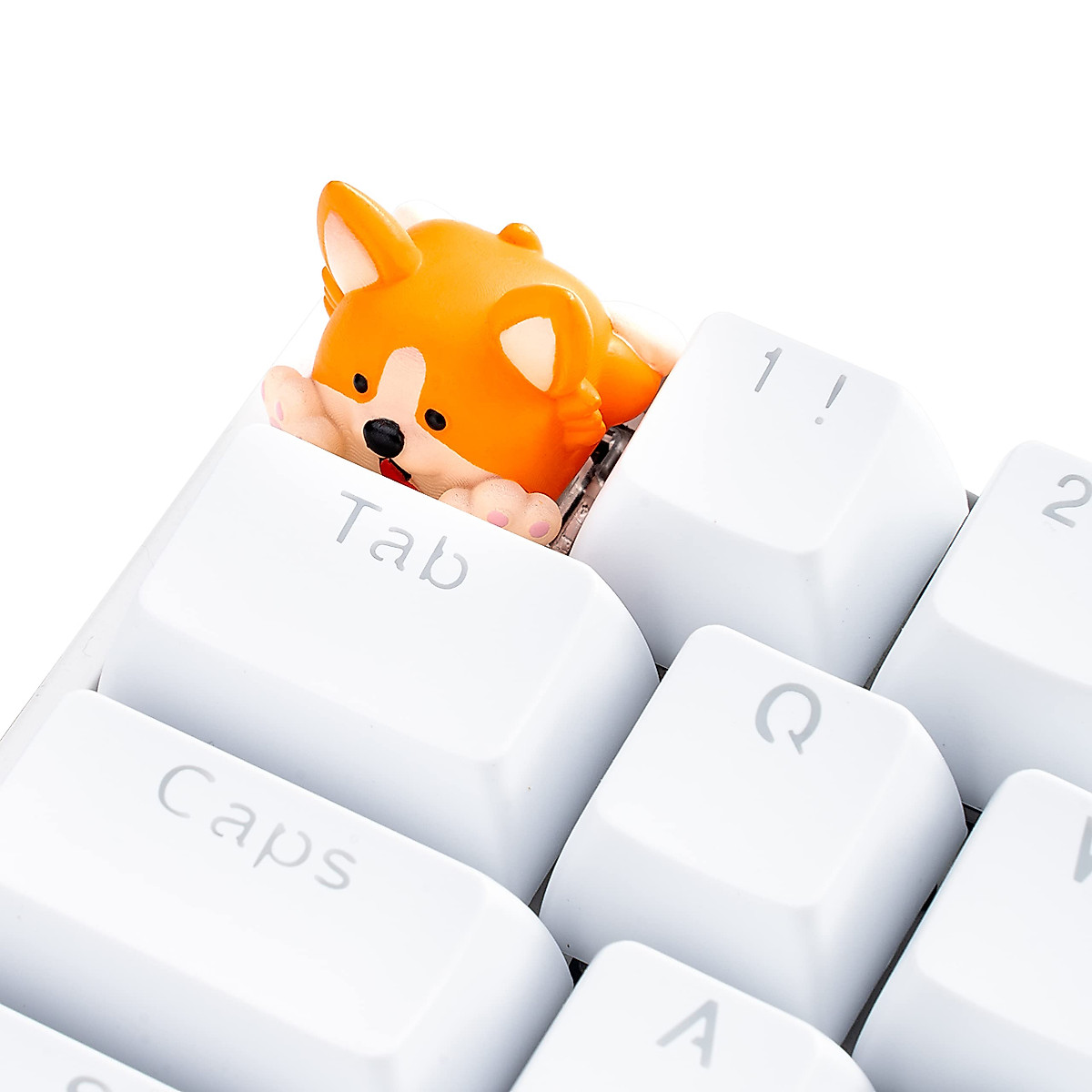 Oceankey Artisan Keycaps for DIY Replacement Handmade Sculpted Keycaps Cute Dog Handmade Resin Keycaps for Switch Gaming, Cherry MX Mechanical Keyboards (Orange)