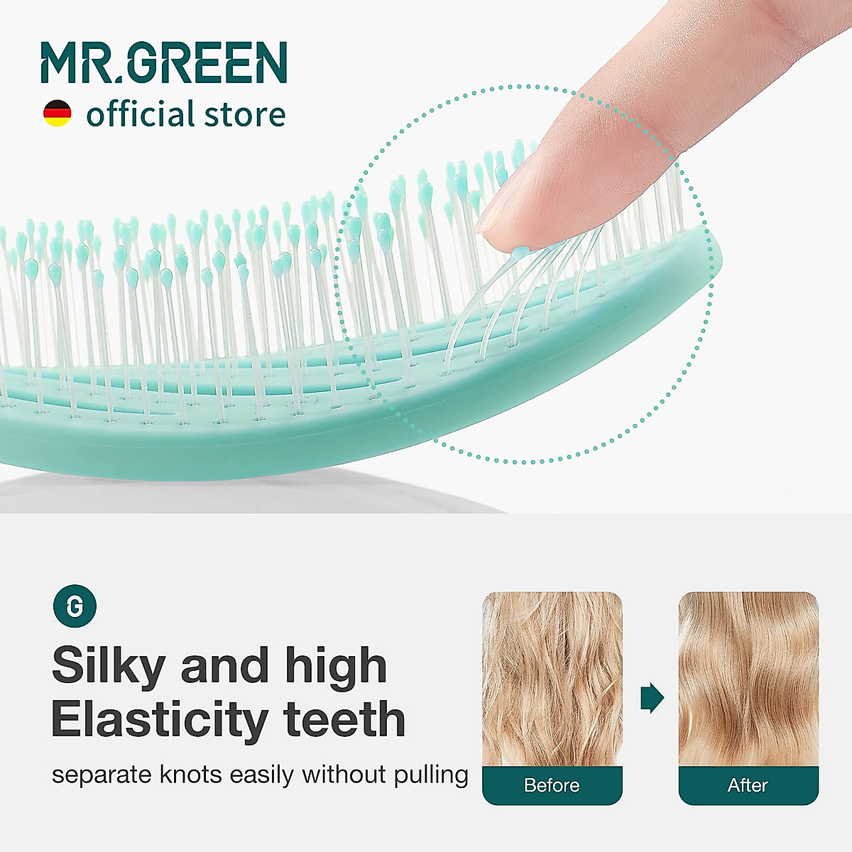 MR.GREEN Hollow Out Hair Brush Scalp Massage Combs Hair Styling Detangler Fast Blow Drying Detangling Tool For Wet Dry Curly Hair (Green)